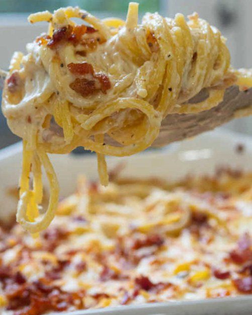 Bacon Cream Cheese Baked Spaghetti – Favorite Family Recipes